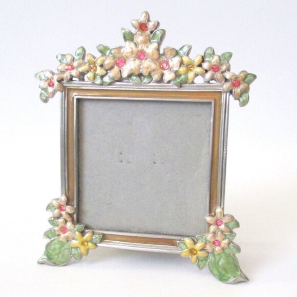 Vintage | Accents | Vintage Enamel Metal Floral Tabletop Picture Frame ...